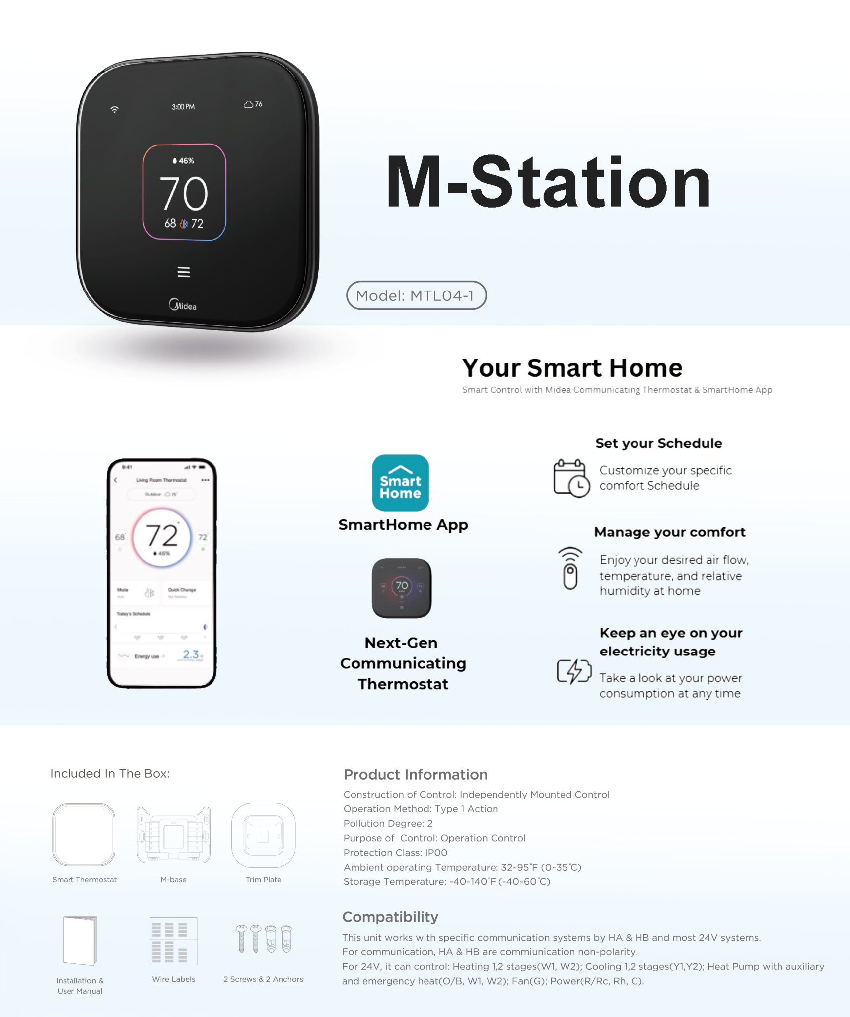 M-Station Smart Thermostat - Midea North American HVAC